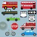Transport Clipart Set, 32 Pngs, 5 Transport Digital Paper Jpgs ...