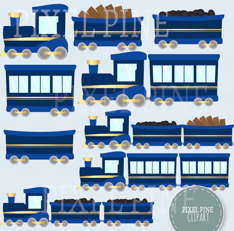 Train Clipart Set, 32 Pngs, 5 Train Digital Paper Jpgs, Commercial Use ...