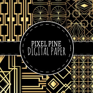 Art Deco Digital Paper Black and Gold, 14 Jpgs Personal, Commercial Use ...