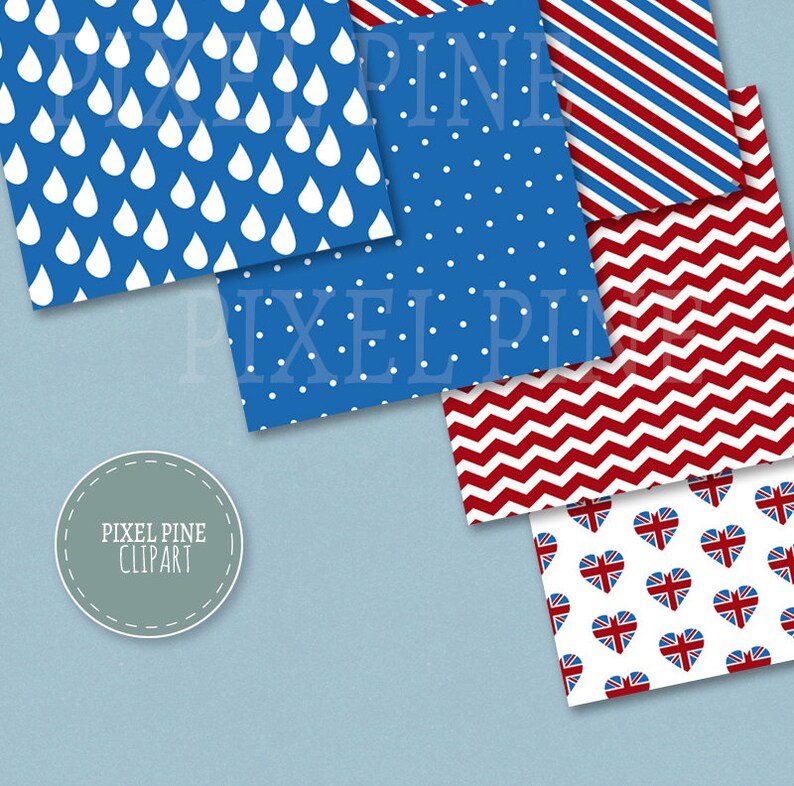 British Clipart Set, 30 Pngs, 5 British Digital Paper Jpgs, Commercial ...