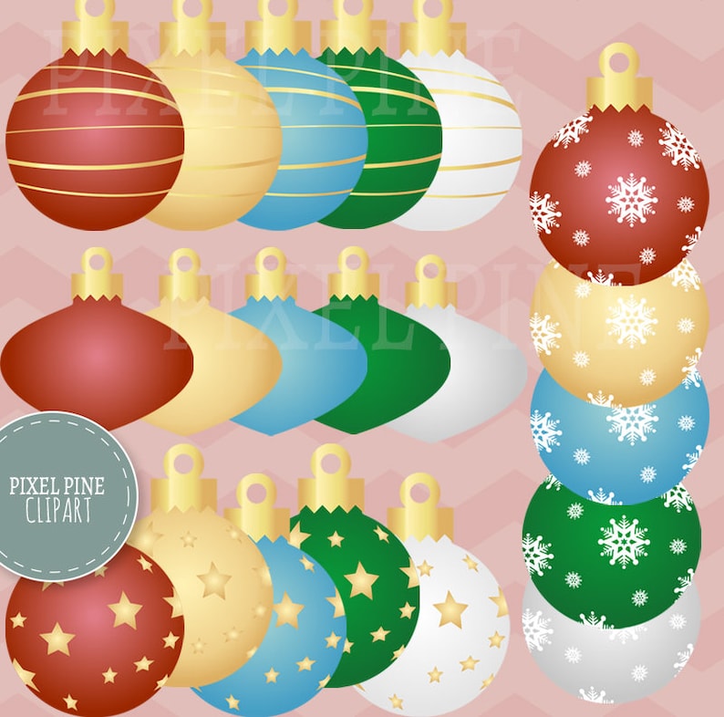 Bauble Clipart, Christmas Baubles 55 Pngs, 20 Christmas Bauble Digital ...