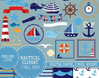 Sailor Clipart Nautical Graphics Ship Yacht Sailboat Clipart - Etsy