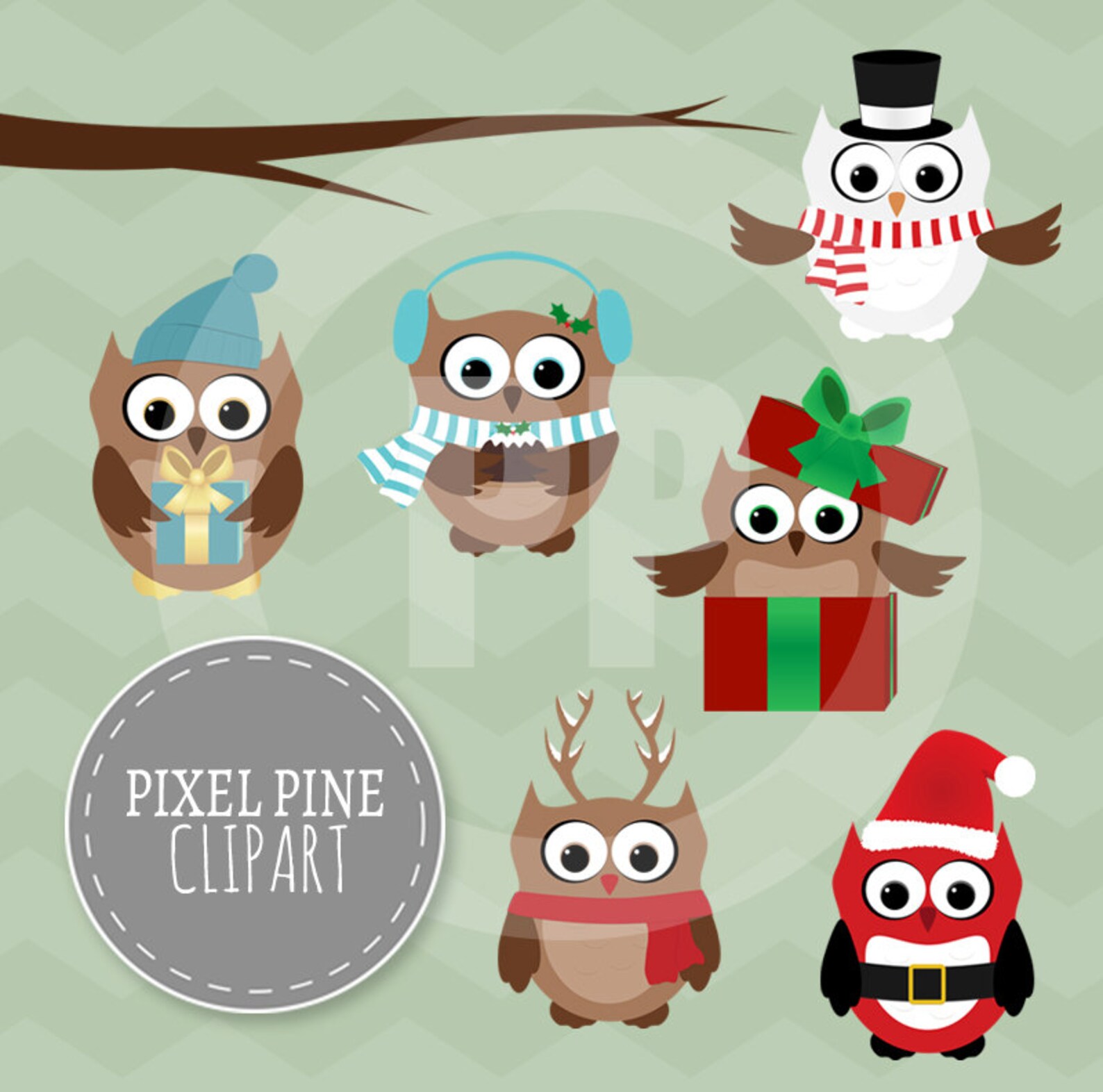 Christmas Owls, Cute Christmas Owls, Xmas Owls, 12 Christmas Birds ...