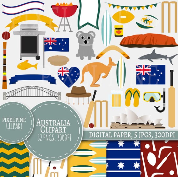Australia Clipart Aussie Themed Clipart 33 Pngs 5 Aussie - Etsy