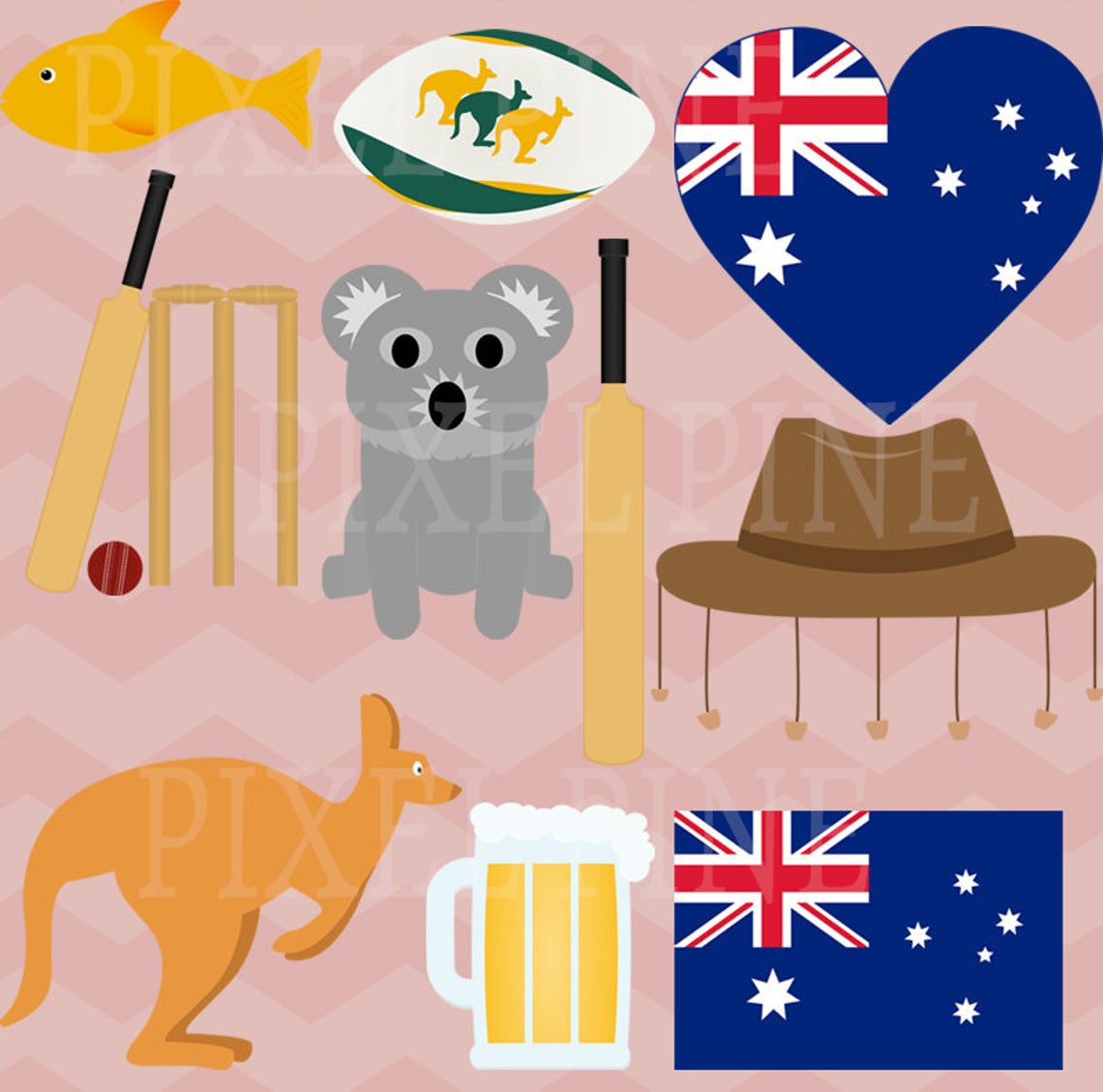 Australia Clipart Aussie Themed Clipart 33 Pngs 5 Aussie - Etsy