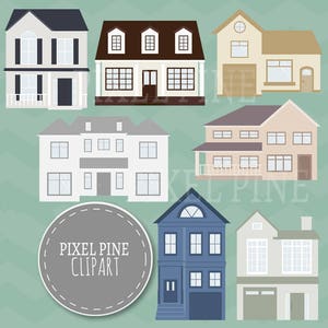 Houses Clipart, Cute Homes Clipart, Pretty Houses Clipart, 14 Houses ...