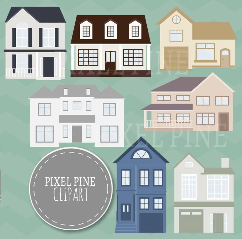 Houses Clipart Cute Homes Clipart Pretty Houses Clipart 14 - Etsy UK