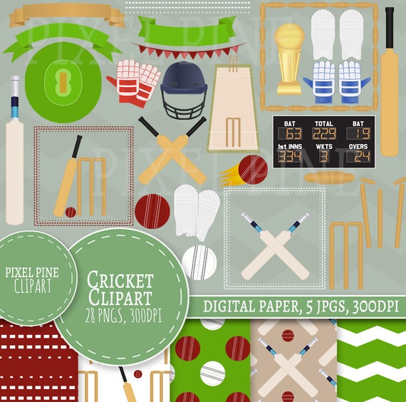 Paper, Party & Kids bats Cricket Set 3 Green and Blue balls {Instant ...