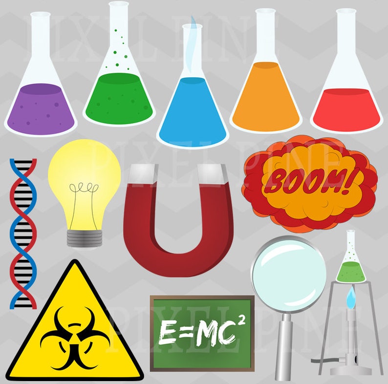 Science Clipart Set, 41 Pngs, 5 Science Digital Paper Jpgs, Commercial ...