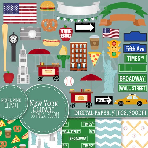 NEW YORK Clip Art Commercial Use Statue of Liberty NY Usa - Etsy