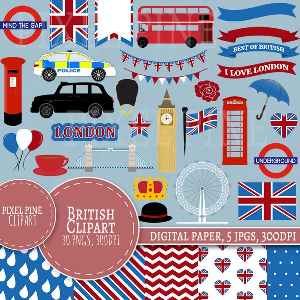 British Clipart - Etsy