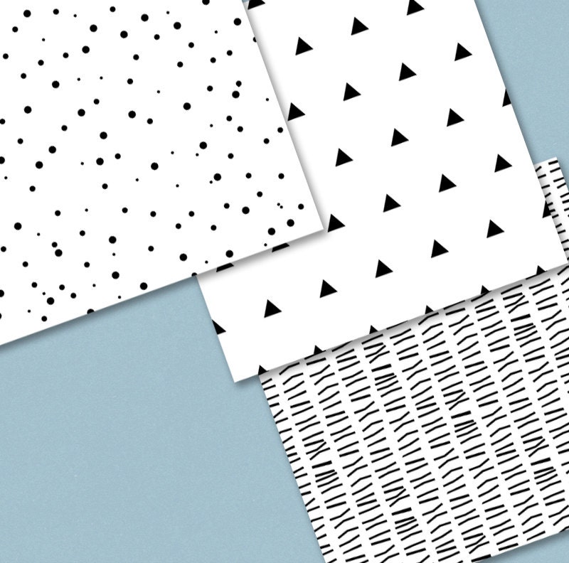 Minimalist Digital Paper Minimalist Black and White paper 14 | Etsy