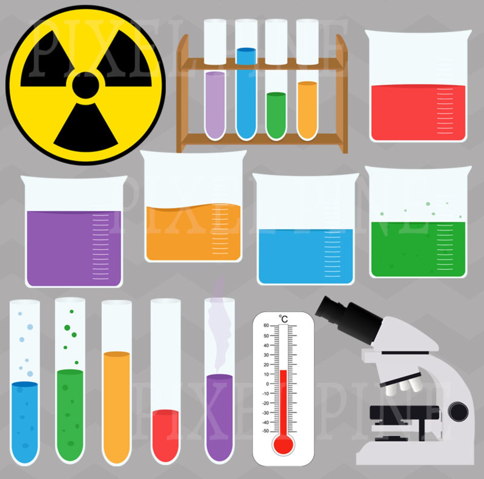 Science Clipart Set, 41 Pngs, 5 Science Digital Paper Jpgs, Commercial ...