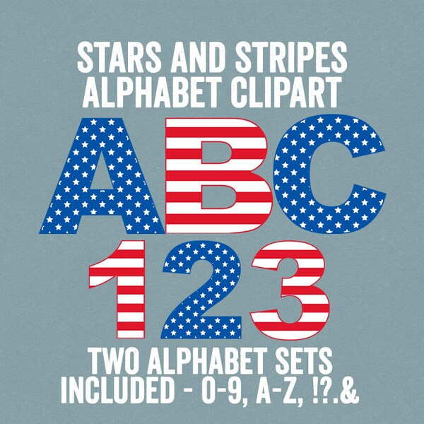 Red White and Blue Alphabet - Etsy