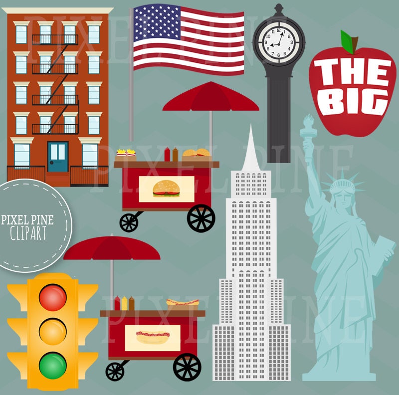 New York Clipart, New York Themed Clipart, 33 Pngs, 5 New York Digital ...