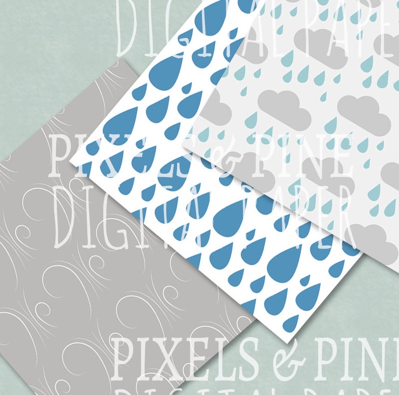Weather Digital Paper Rain Weather Digital Paper Sunny 14 - Etsy