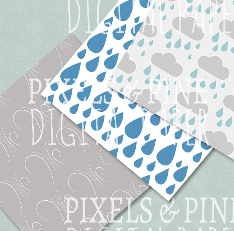 Weather Digital Paper Rain Weather Digital Paper Sunny 14 - Etsy