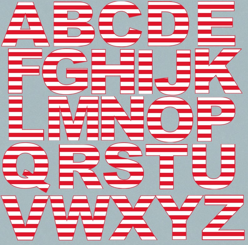 Stars and Stripes Alphabet Clipart, USA Flag Letters Clipart, USA Red ...