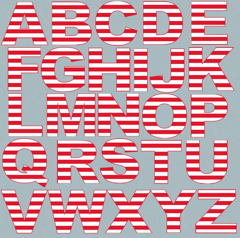 Stars and Stripes Alphabet Clipart, USA Flag Letters Clipart, USA Red ...
