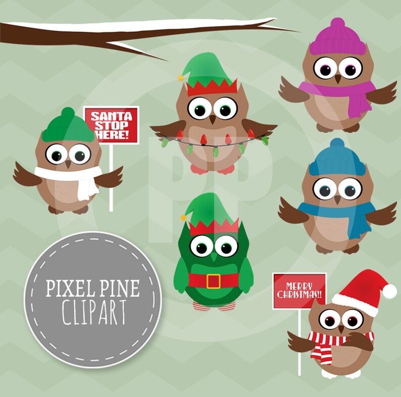 Christmas Owls, Cute Christmas Owls, Xmas Owls, 12 Christmas Birds ...