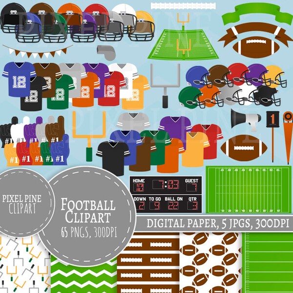 Football Clipart - Etsy