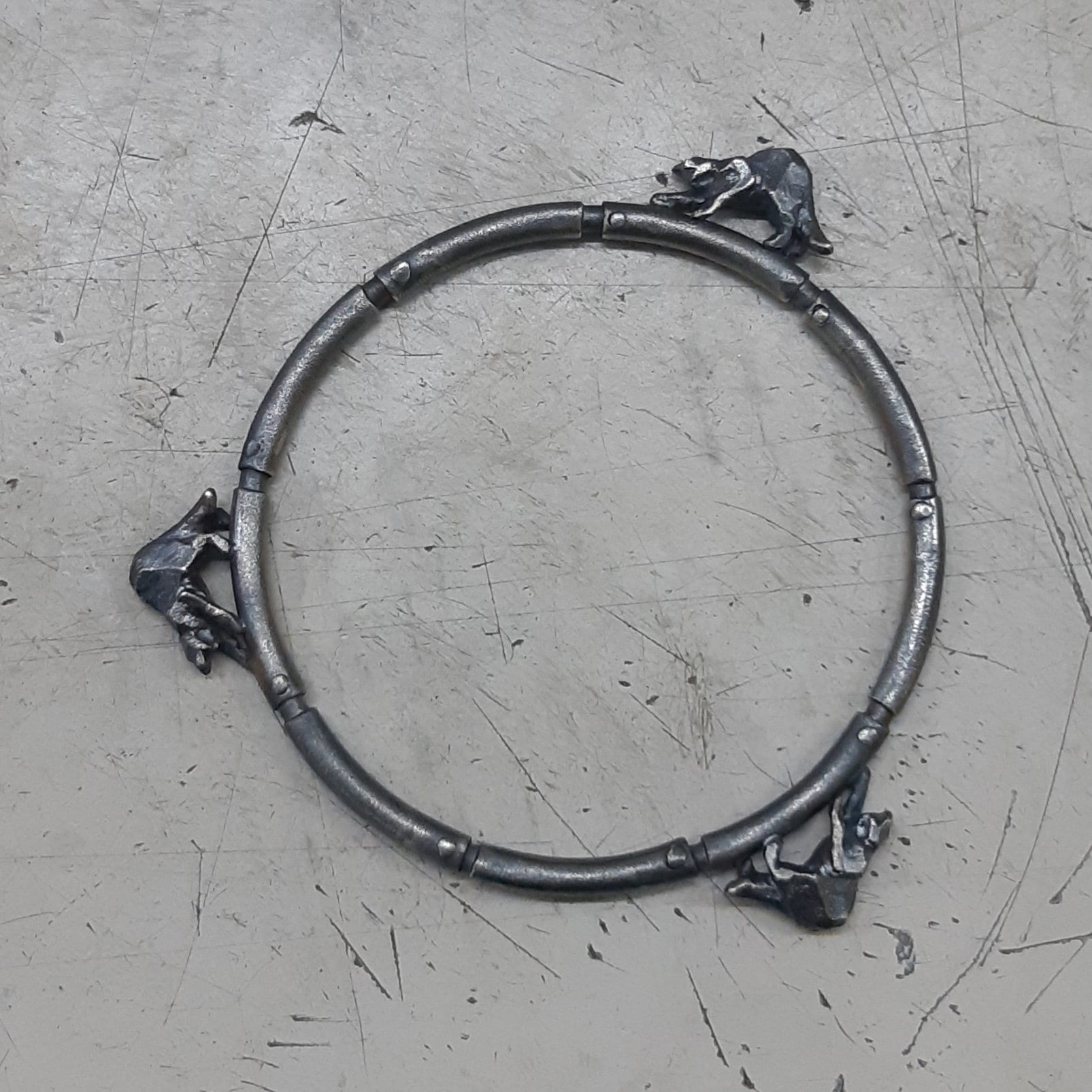 Cat Figurine Bangle Made of Sterling Silver, "triplicate" Bracelet ...