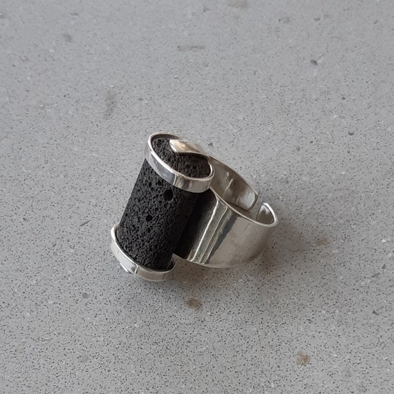 Lava Stone Ring Sterling Silver Handcrafted Ring Essential | Etsy