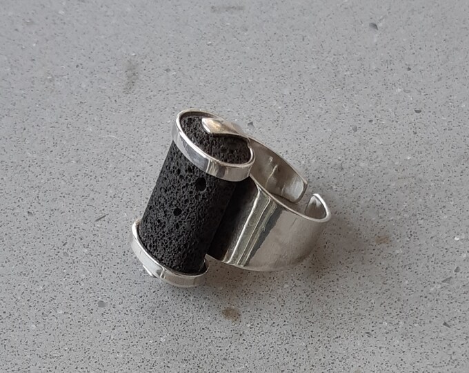 Lava Stone Ring, Sterling Silver Handcrafted Ring, Essential Oil ...