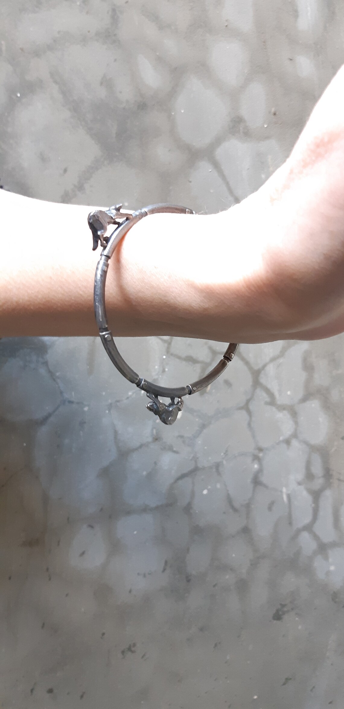 Cat Figurine Bangle Made of Sterling Silver | Etsy