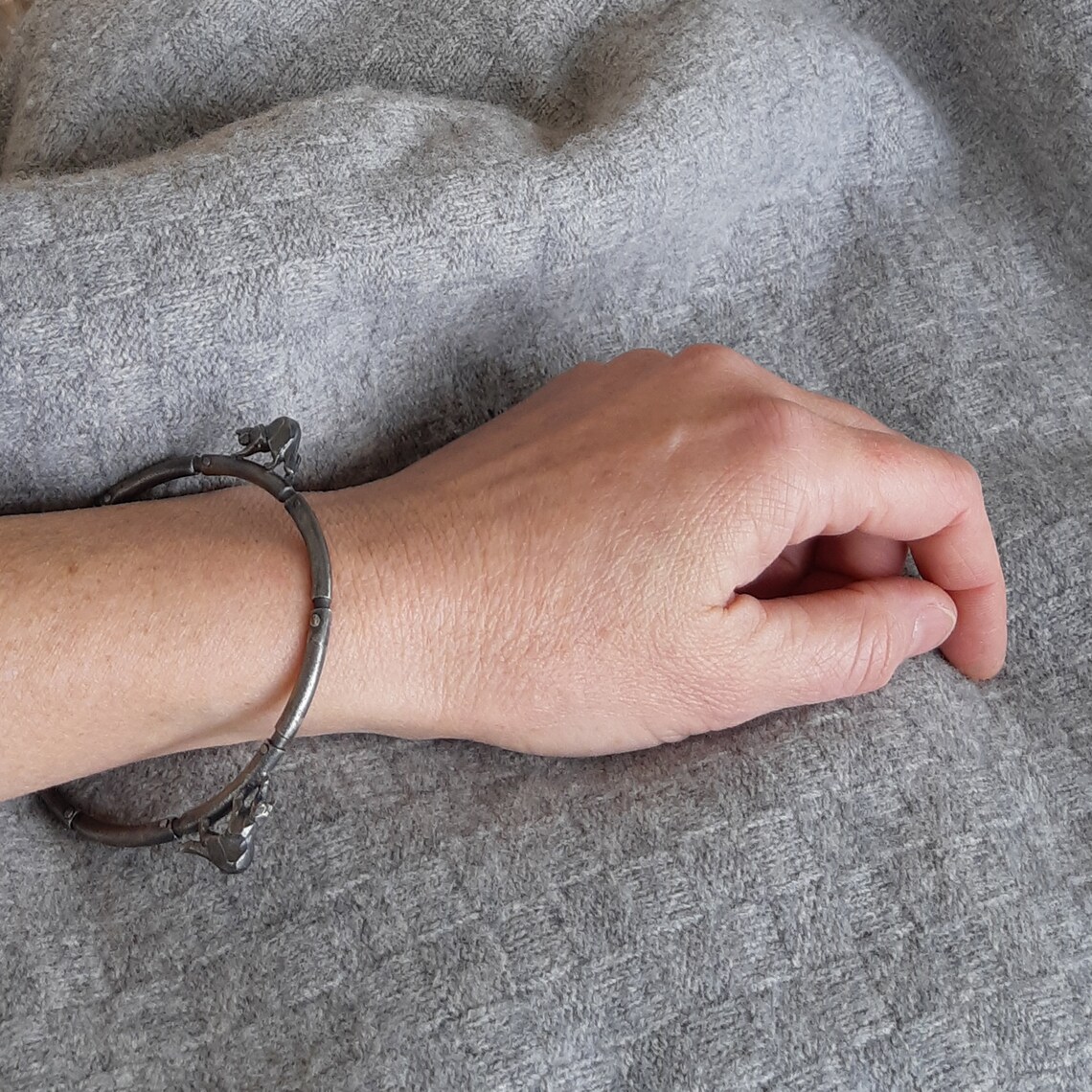 Cat Figurine Bangle Made of Sterling Silver | Etsy