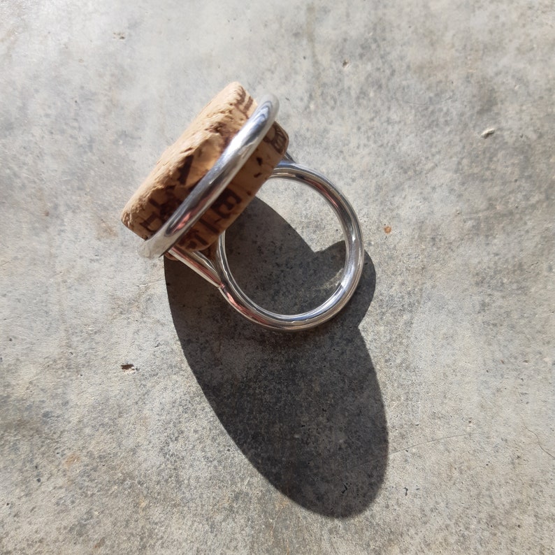Just a Fun Ring Handmade of Sterling Silver and Wine Cork | Etsy