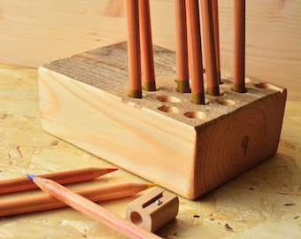 Upcycled Wooden Desk Organizer wavy. | Etsy