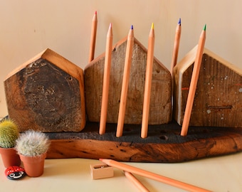 Upcycled Wooden Desk Organizer wavy. | Etsy