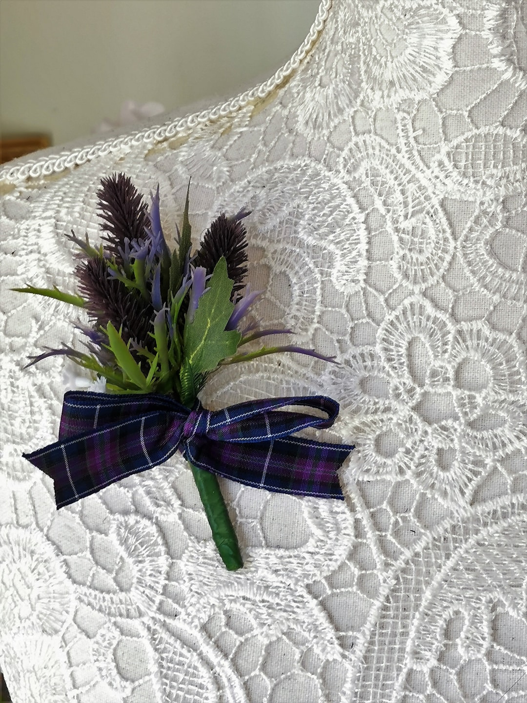 Rustic Purple Scottish Thistle Buttonhole Pride of Scotland Tartan ...
