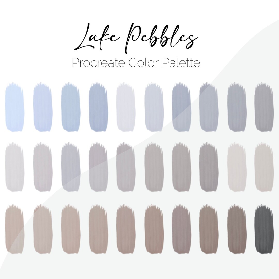 Procreate Color Palette Color Swatches Lake Pebbles Muted Blue and ...