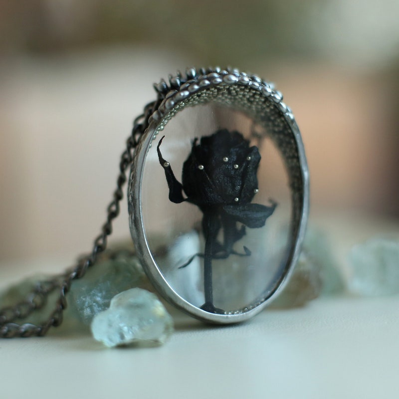 Black Rose Necklace - Etsy