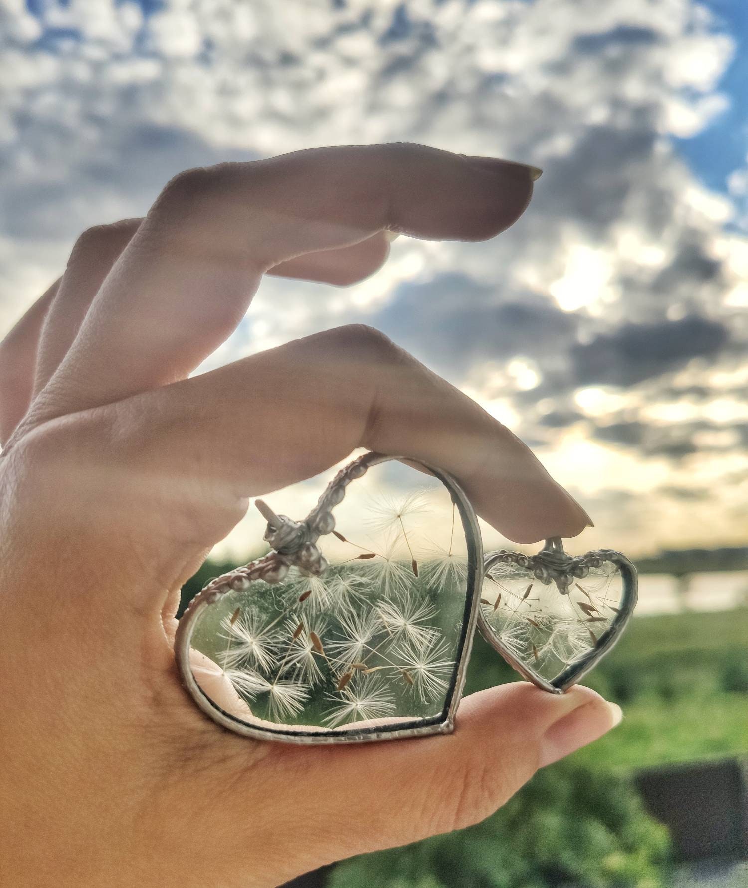 Dandelion Wish Necklace Handmade Heart Necklace Dandelion - Etsy
