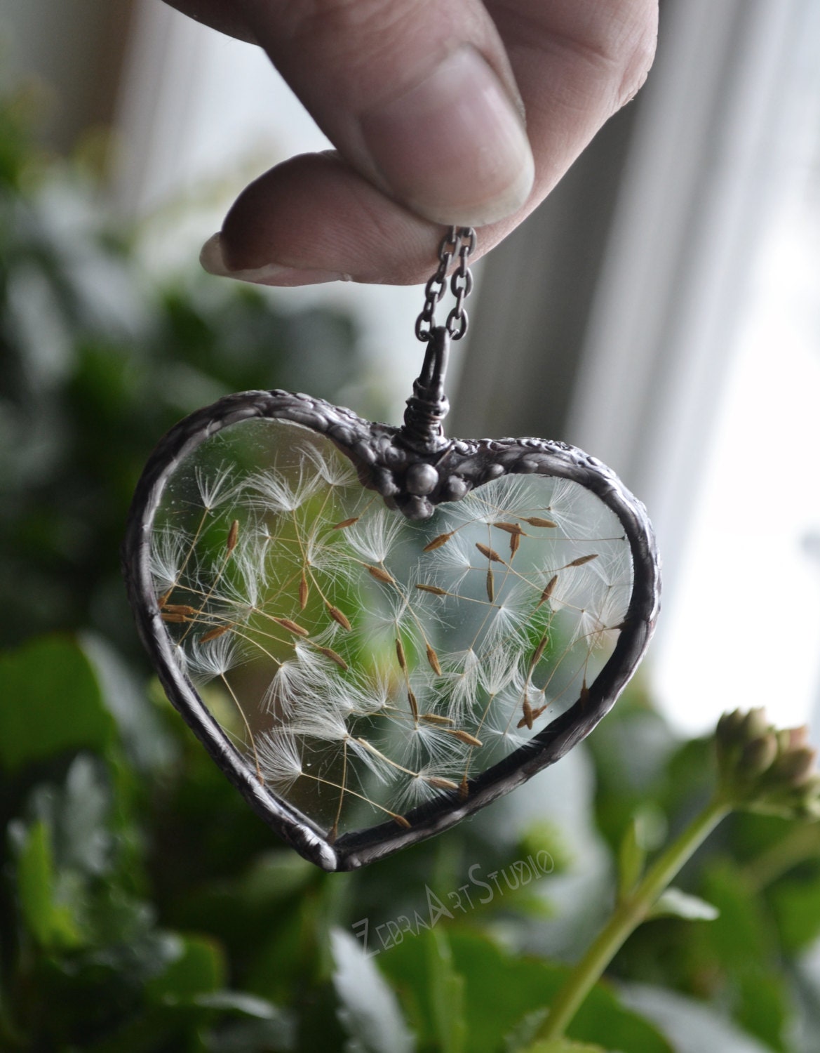 Dandelion Wish Necklace Handmade Heart Necklace Dandelion - Etsy