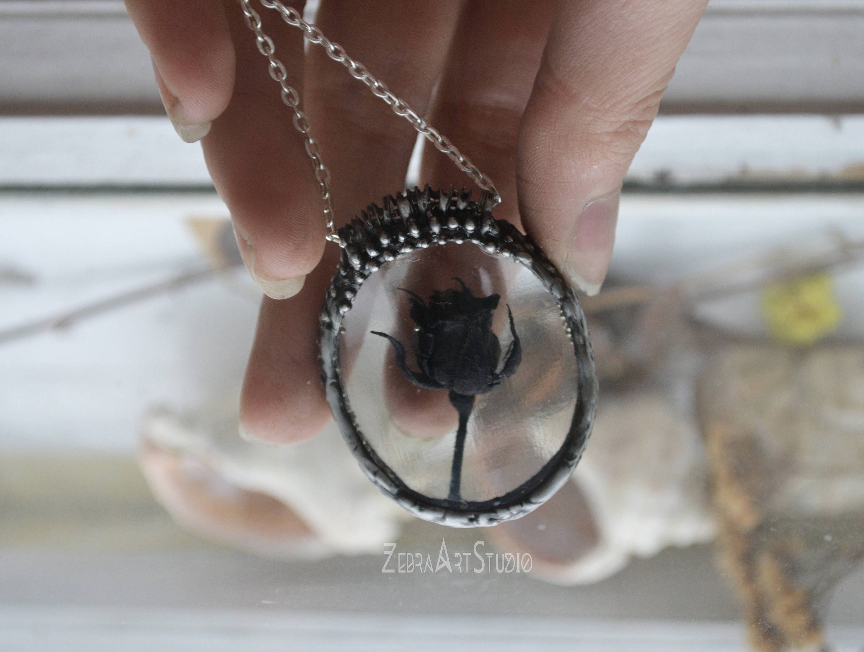 Black Rose Necklace Black Flower Necklace Gothic Necklace - Etsy