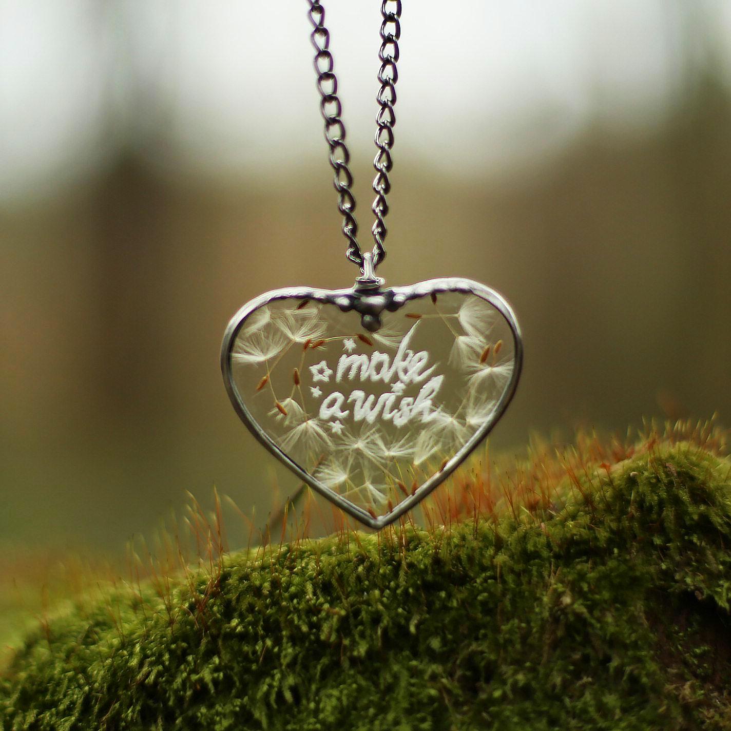 Make a Wish Necklace, Dandelion Pendant Necklace, Stained Glass Pendant ...