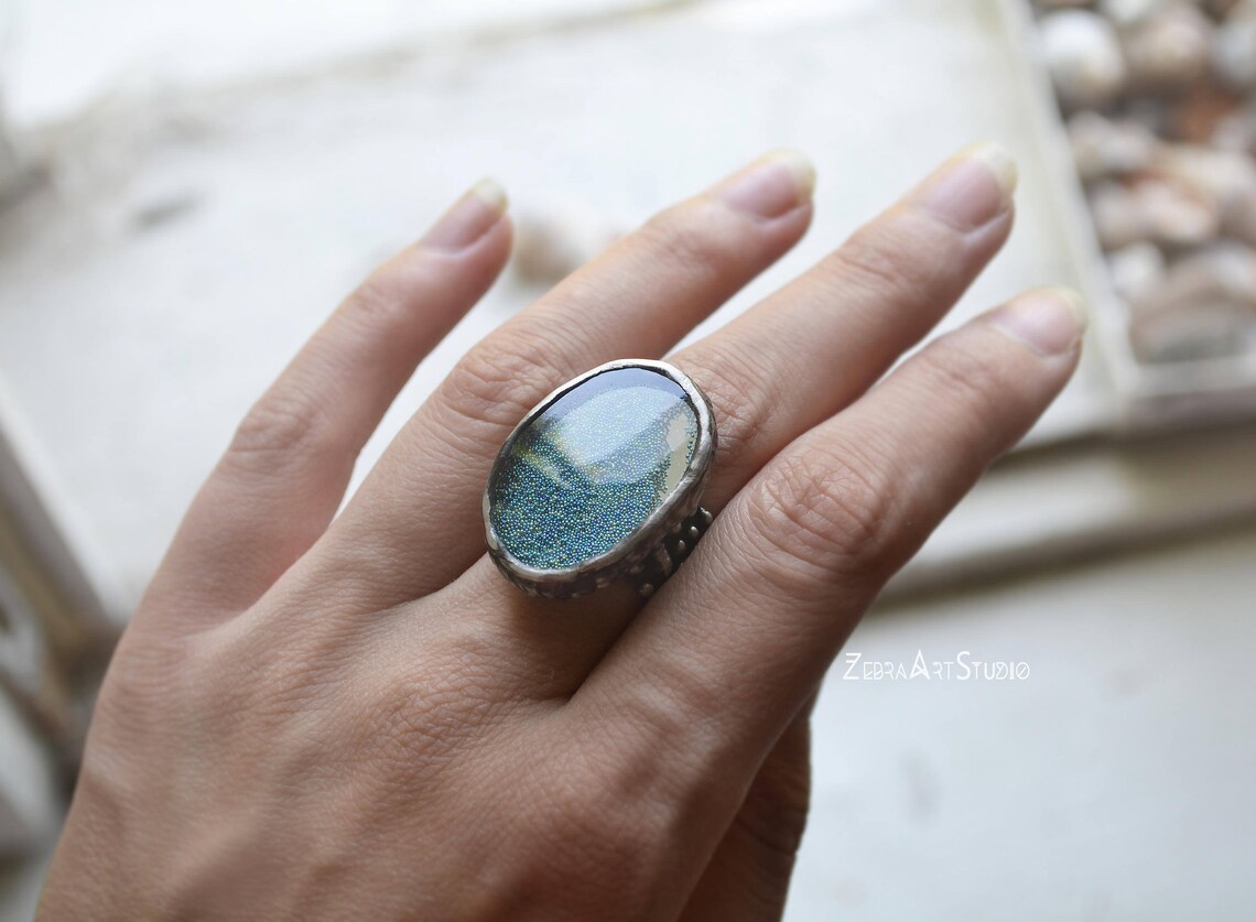 Stained Glass Ring Floating Ring Shaker Ring Mirror - Etsy