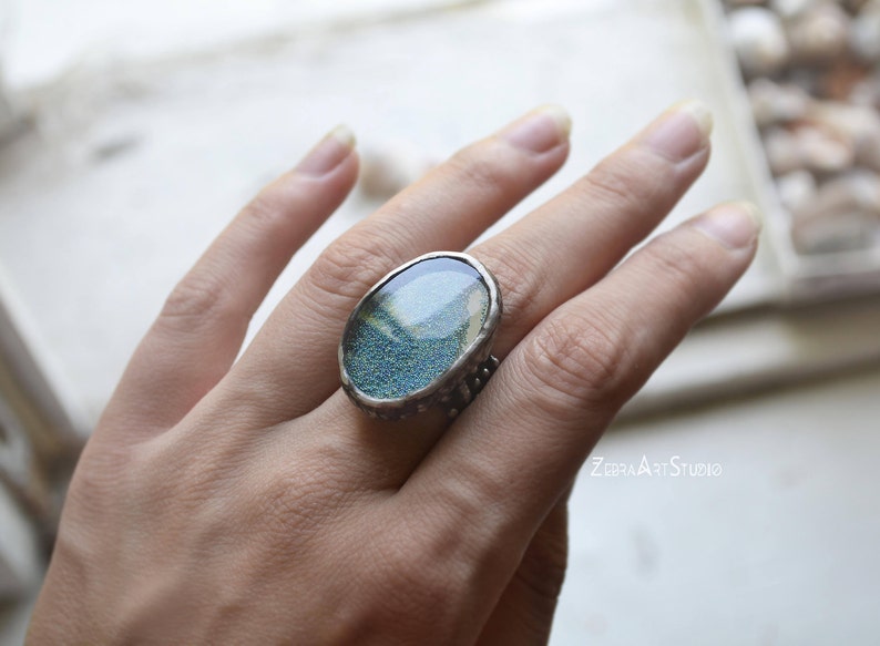 Stained Glass Ring Floating Ring Shaker Ring Mirror - Etsy