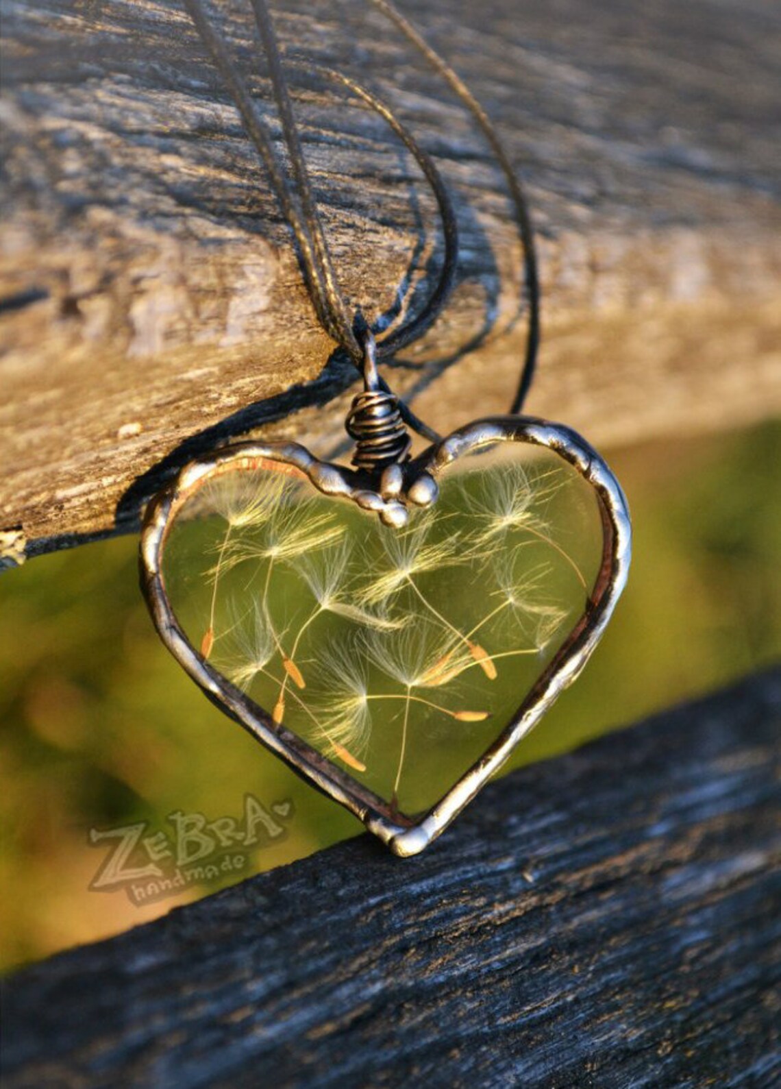 Dandelion Wish Necklace Handmade Heart Necklace Dandelion - Etsy