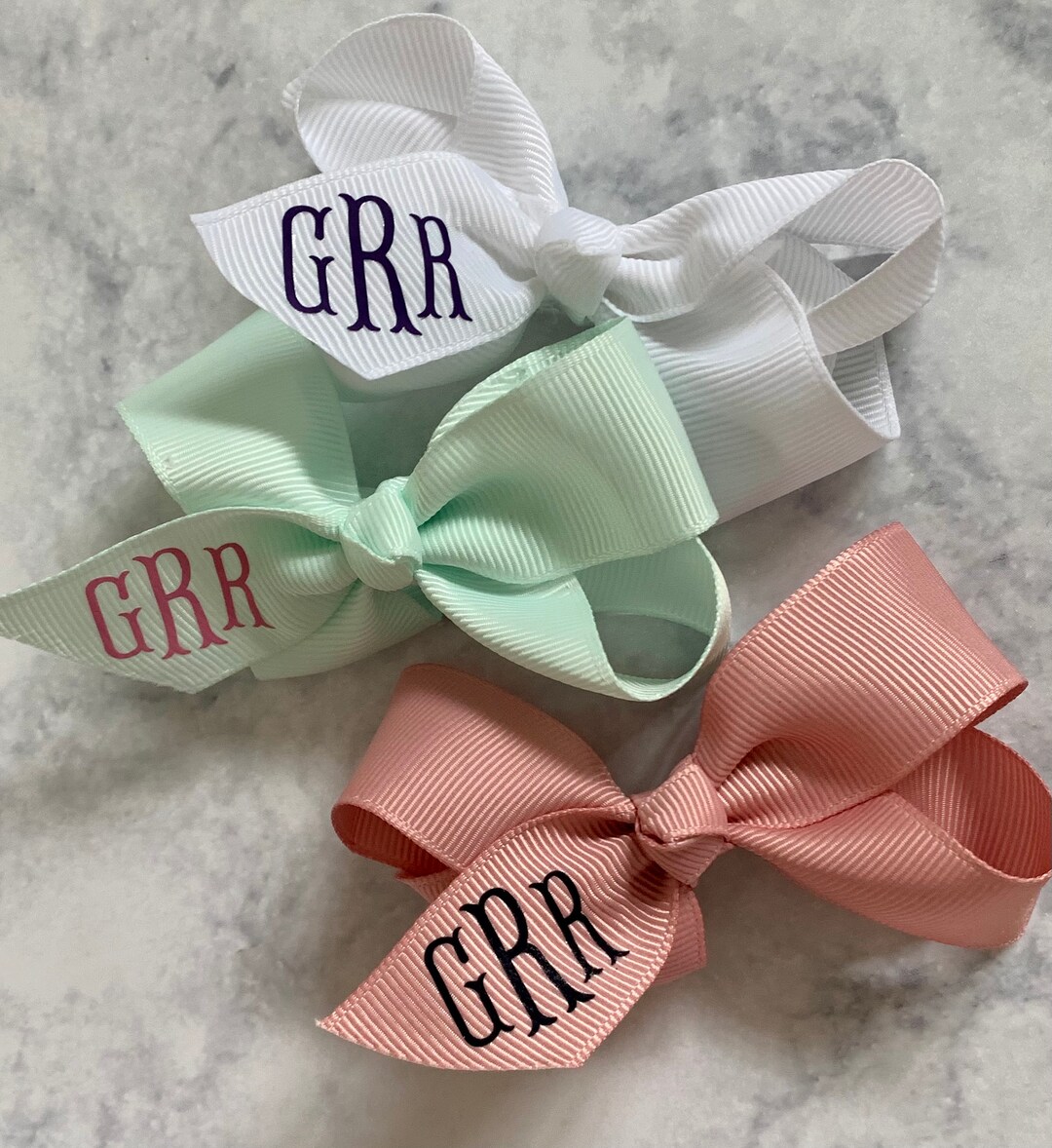Set of 3 Small 3 Inch Monogrammed Hair Bows Monogrammed Bows ...