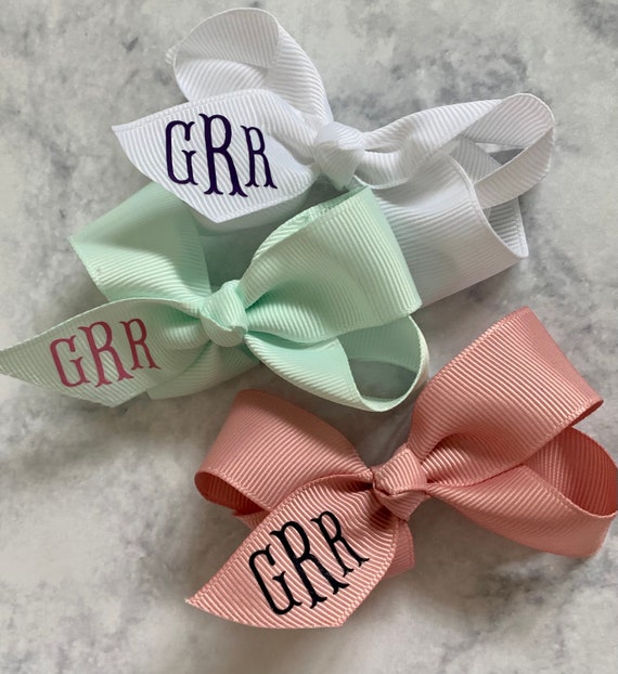 Set of 3 Small 3 Inch Monogrammed Hair Bows Monogrammed Bows - Etsy