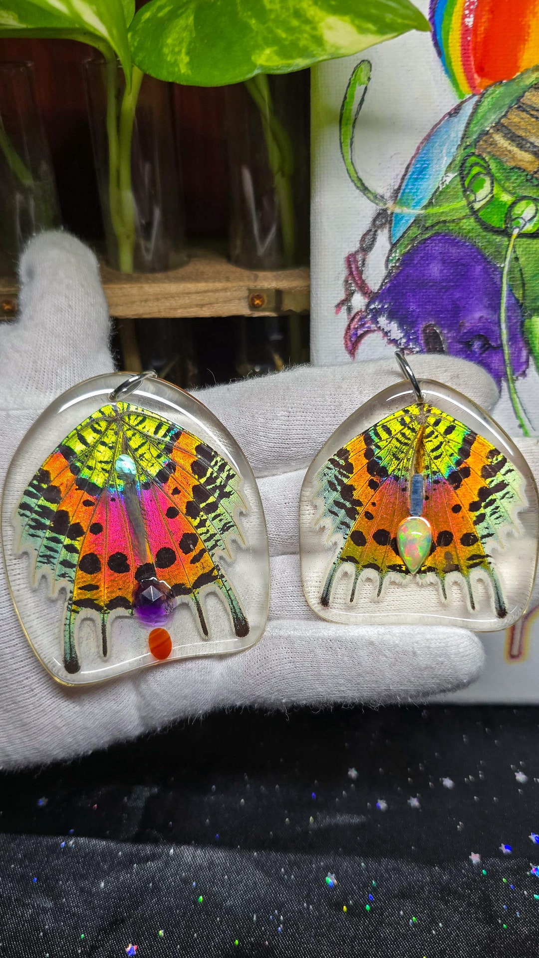 Real Moth Pendant Madagascan Sunset Moth Necklace Chrysiridia Rhipheus ...