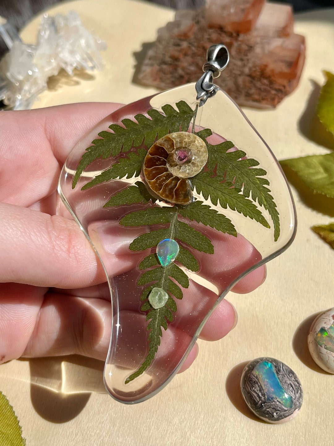 Real Fern Necklace Fibonacci Fern Pendant Authentic Hand - Etsy