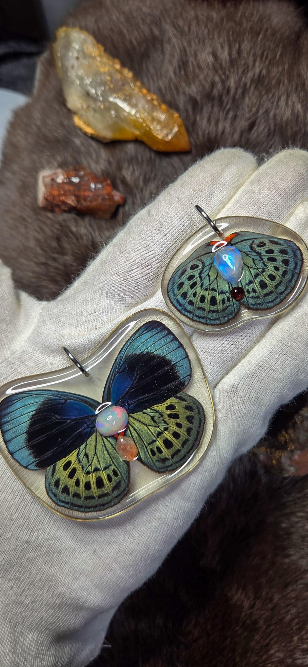 Real Butterfly Pendants Blue Glory Necklace Asterope Optima ~ Authentic ...