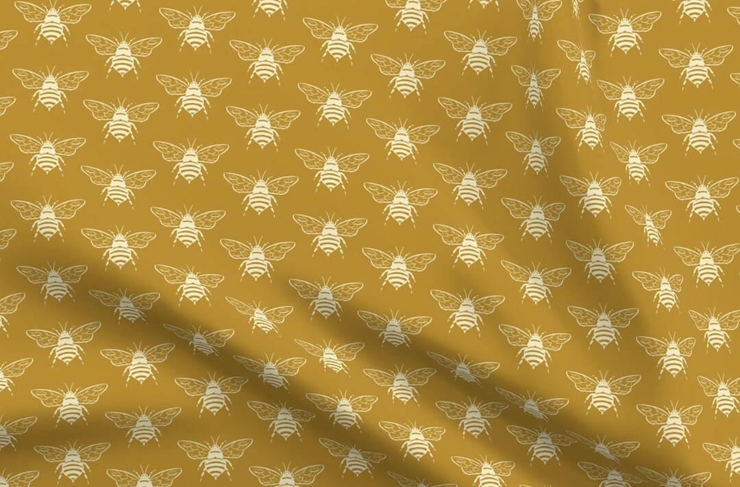 Bumble Bee Honey & Cream Fabric big Version by the Yard Honey Bee ...