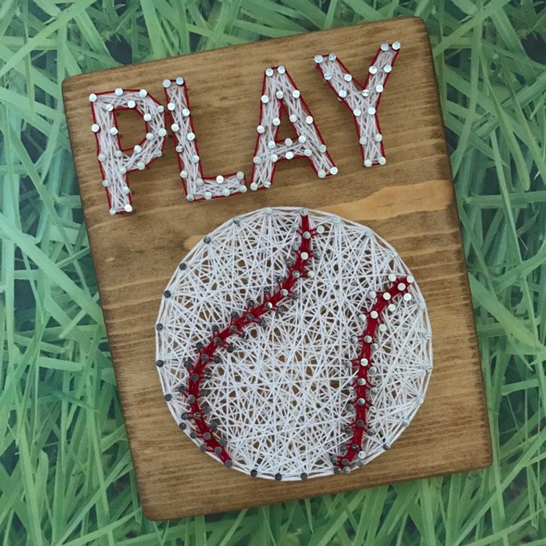Baseball String Art Baseball Signs on Wood Play Ball Sign - Etsy UK